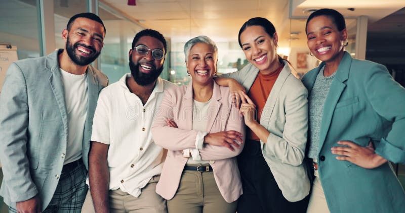 Smile Team And Portrait Of Business People In The Office For