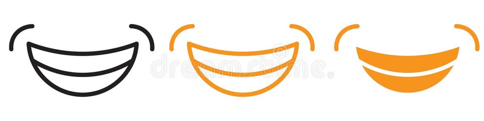 Smile with Teeth Icon Set Happy Expression Illustrations for Emoticons ...