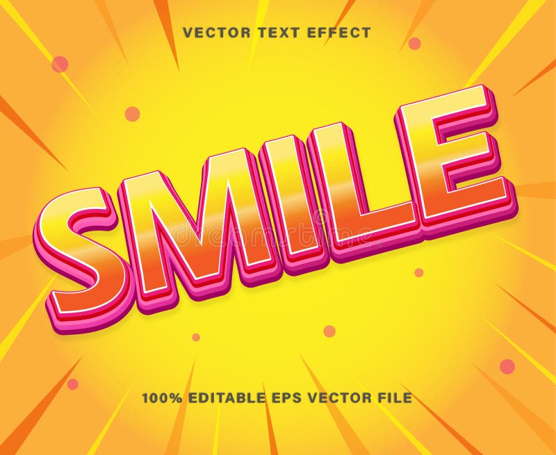 Smile Text Effect 3d Editable Text Stock Vector - Illustration of typo ...