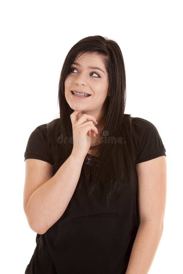 Smile thinking teen stock image. Image of happy, brunette - 23282153
