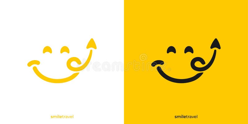 Abstract Smile Travel Logo. Smile Face and Plane or Arrow Up Icon ...