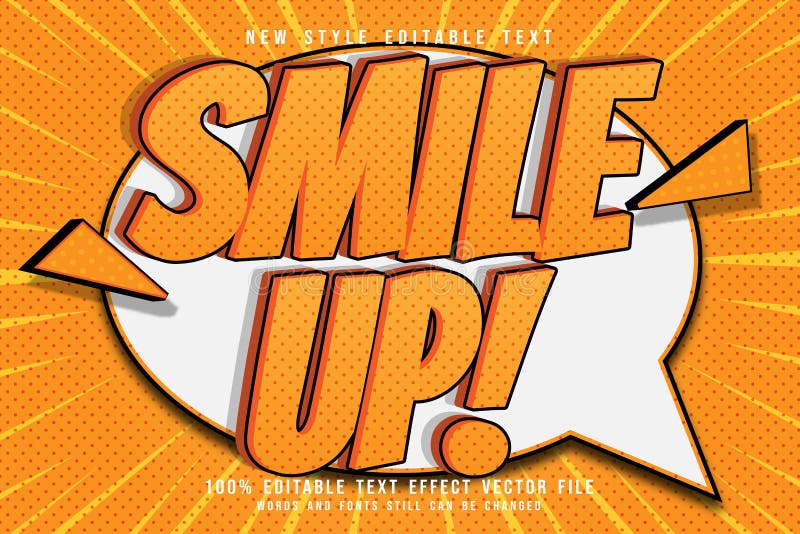 Smile Up Editable Text Effect Emboss Cartoon Style Stock Vector ...