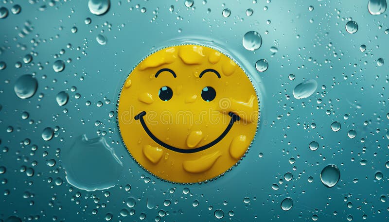 Smile Water Drops on Blue Background Stock Image - Image of human ...