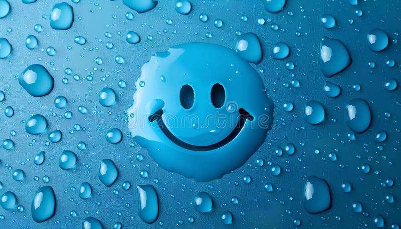 Smile Water Drops on Blue Background Stock Image - Image of isolated ...