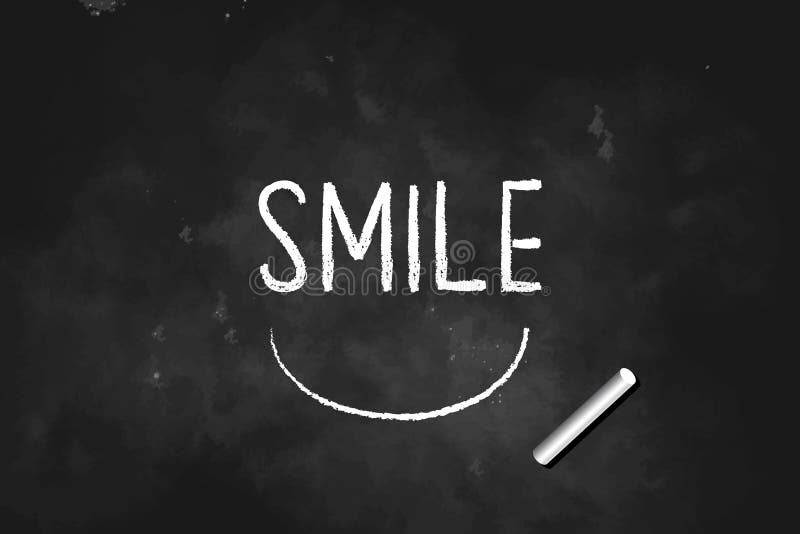 Smile Written with Chalk on Black Board Icon Logo Vector Illustration ...