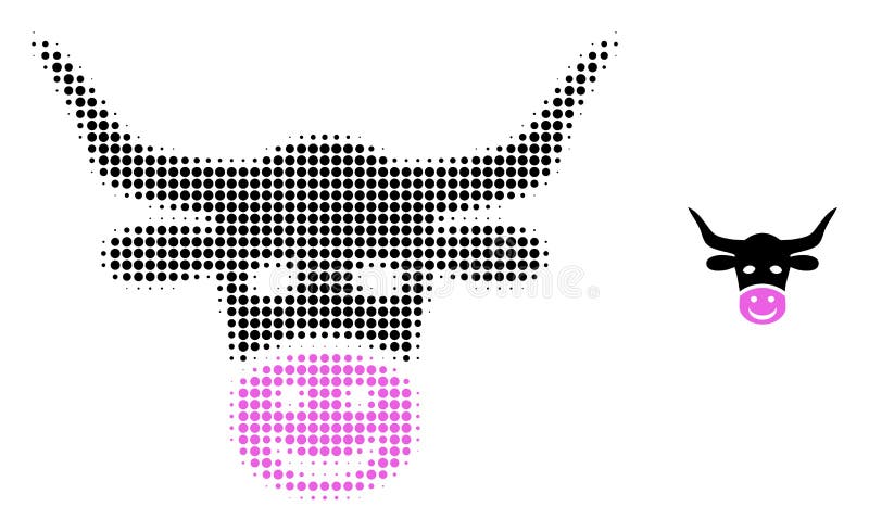 Smiled Cow Head Halftone Dotted Icon Stock Vector - Illustration of ...