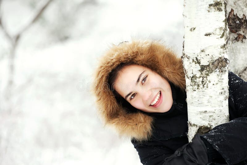 Smiled Cute Girl on a Cold Winter Day Stock Image - Image of christmas ...