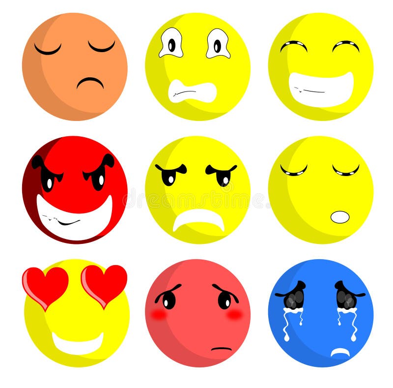 Smiles Expressions, Emoticons, Moods, Cartoon, Colors, Isolated. Stock ...