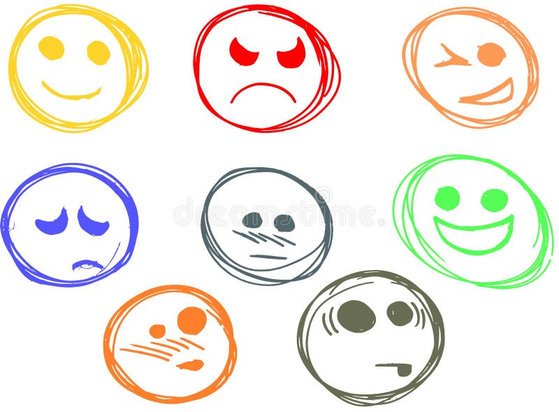 Amazing Set of Smiles Expression Sketch Isoalted Stock Vector ...
