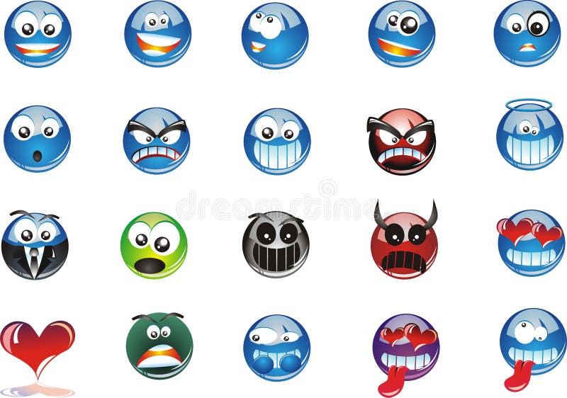 Set of shiny smiles icons stock vector. Illustration of sign - 8634104