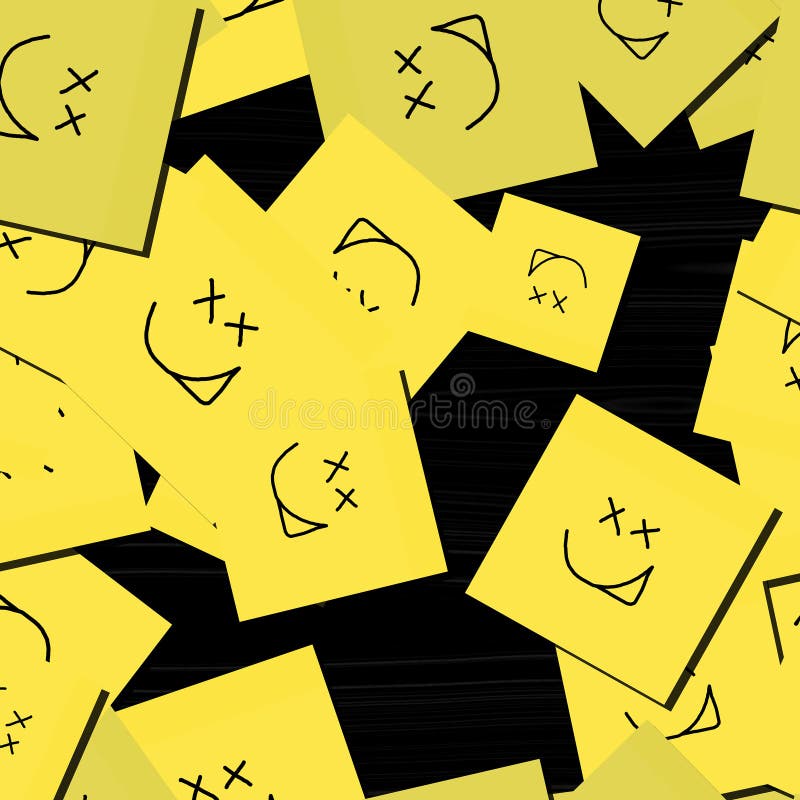 Smiles on yellow notes stock illustration. Illustration of colors ...