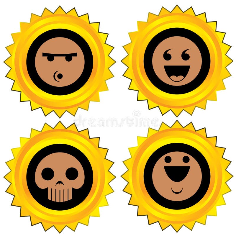 Smiley award icon set stock vector. Illustration of character - 19460319
