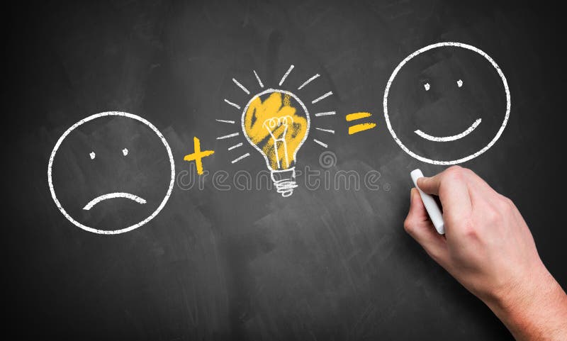 Smiley with Bad Mood Changes To Happy Smiley by Having an Idea Stock ... Smiley with Bad Mood Changes To Happy Smiley by Having an Idea Stock ...