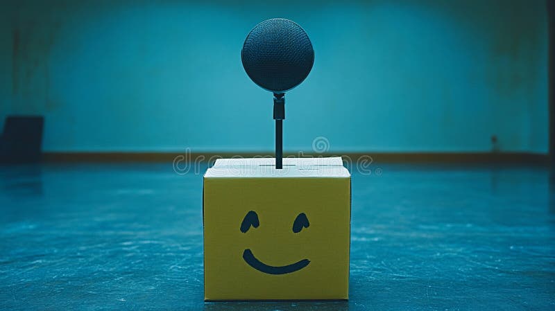 Smiley Box with Microphone, Studio Setting Stock Illustration ...