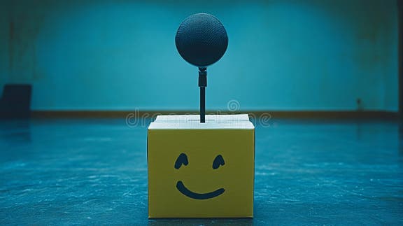 Smiley Box with Microphone, Studio Setting Stock Illustration ...