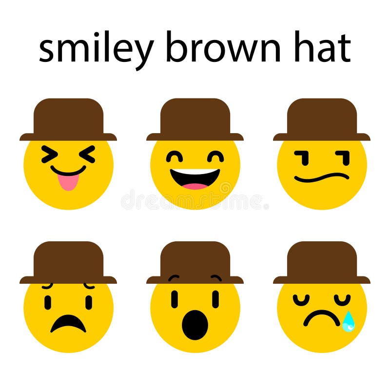 Smiley Brown Hat Language Chat Emoticons Stock Vector - Illustration of ...