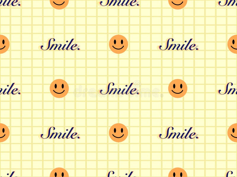 Smiley Seamless Pattern on Yellow Background Stock Vector ...