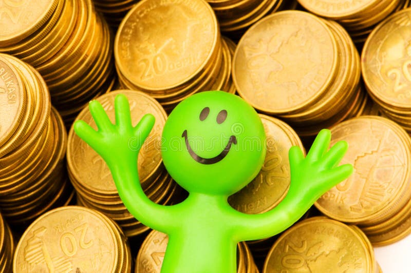 Smiley and coins isolated stock photo. Image of people - 9148432