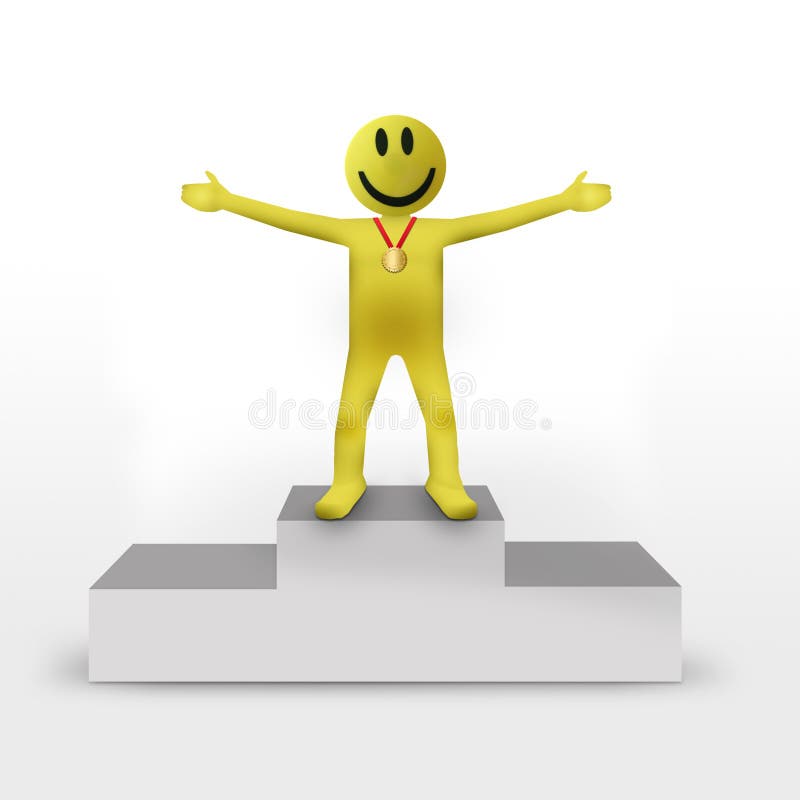 Smiley 3d Character, Winner Stock Illustration - Illustration of look ...