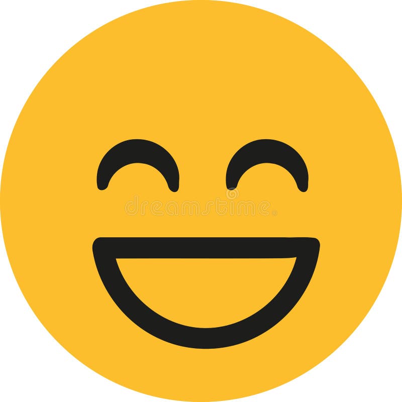 Emoticon De Riso Do Smiley Cara Feliz Dos Desenhos Animados Com Boca E ...