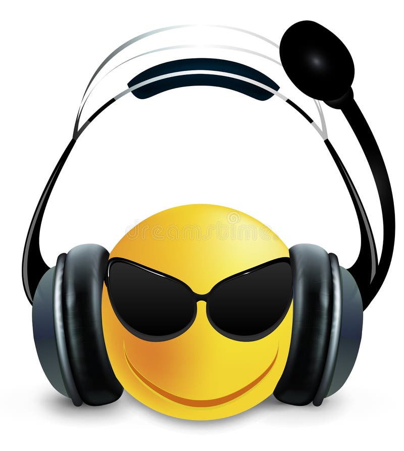 Smiley DJ with Glasses and Headphones Stock Vector - Illustration of ...