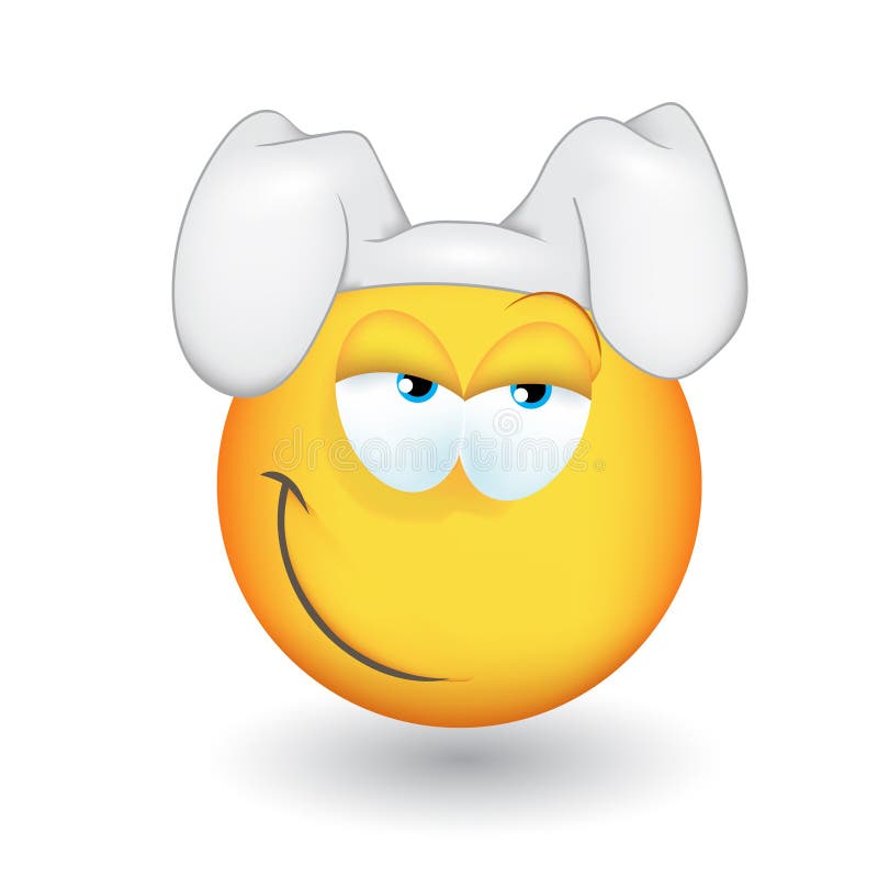 Smiley Dressed in a Cap with Rabbit Ears and Ready To Play Stock Vector ...