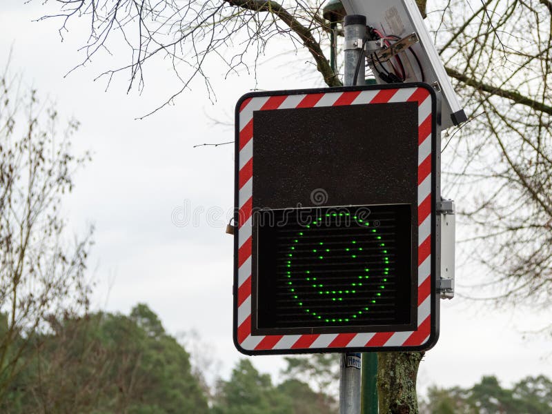 Smiley for Drivers on the Road. Speed Control Stock Image - Image of ...