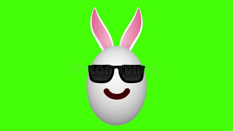 Smiley Easter Egg with Goggles on Green Screen with Two Swinging Ears ...