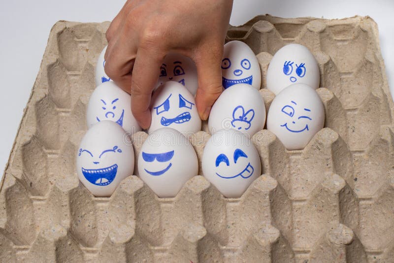 Smiley Eggs with Funny Faces. Funny Chicken Eggs. Stock Image - Image ...