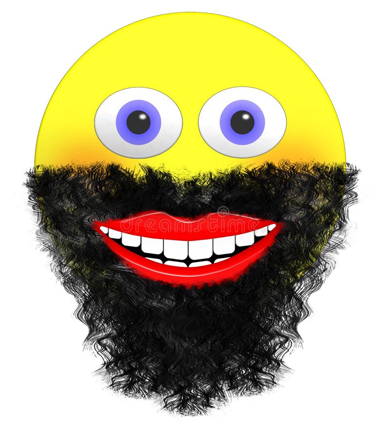Smiley Emoji with Big Beard E Uma Boca De Sorriso Ilustração Stock ...