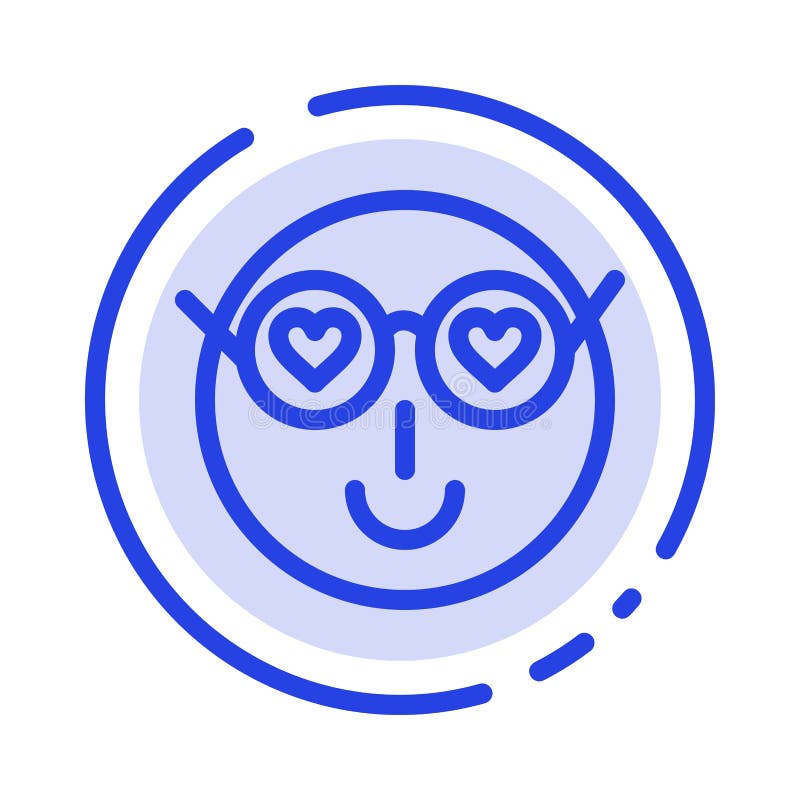 Smiley, Emojis, Love, Cute, User Blue Dotted Line Line Icon Stock ...