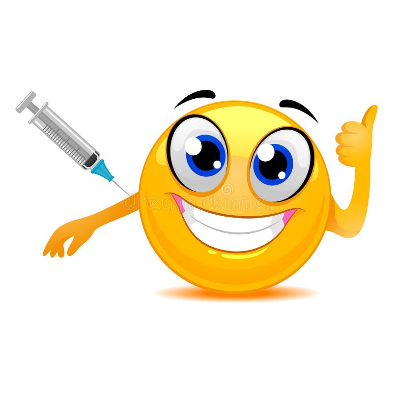 Smiley Emoticon Happily Taking a Vaccine Stock Vector - Illustration of ...