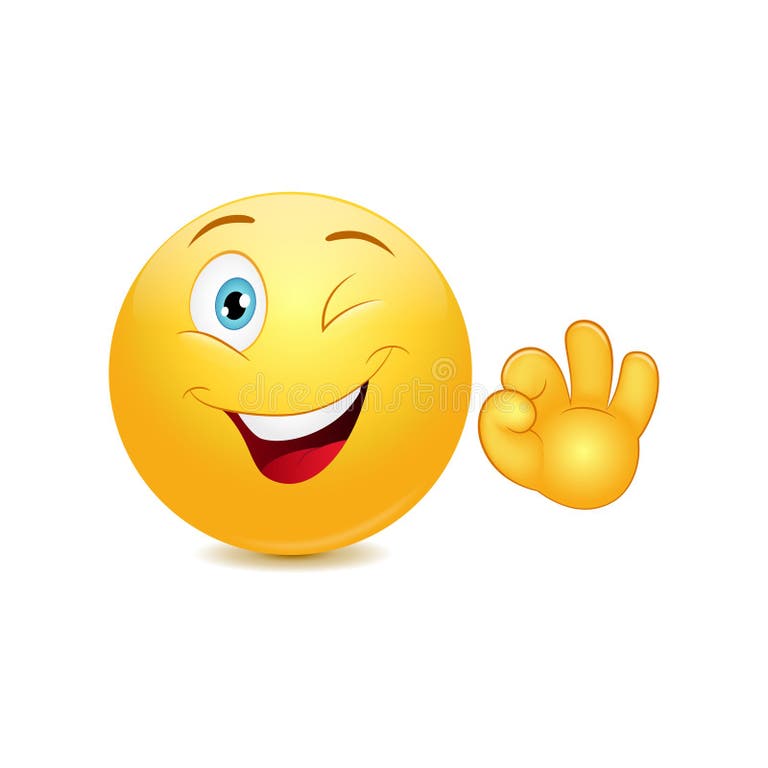 Smiley Emoticon with Ok Sign Stock Vector - Illustration of cute ...