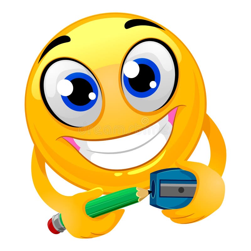 Smiley Emoticon Sharpening a Pencil Stock Vector - Illustration of ...