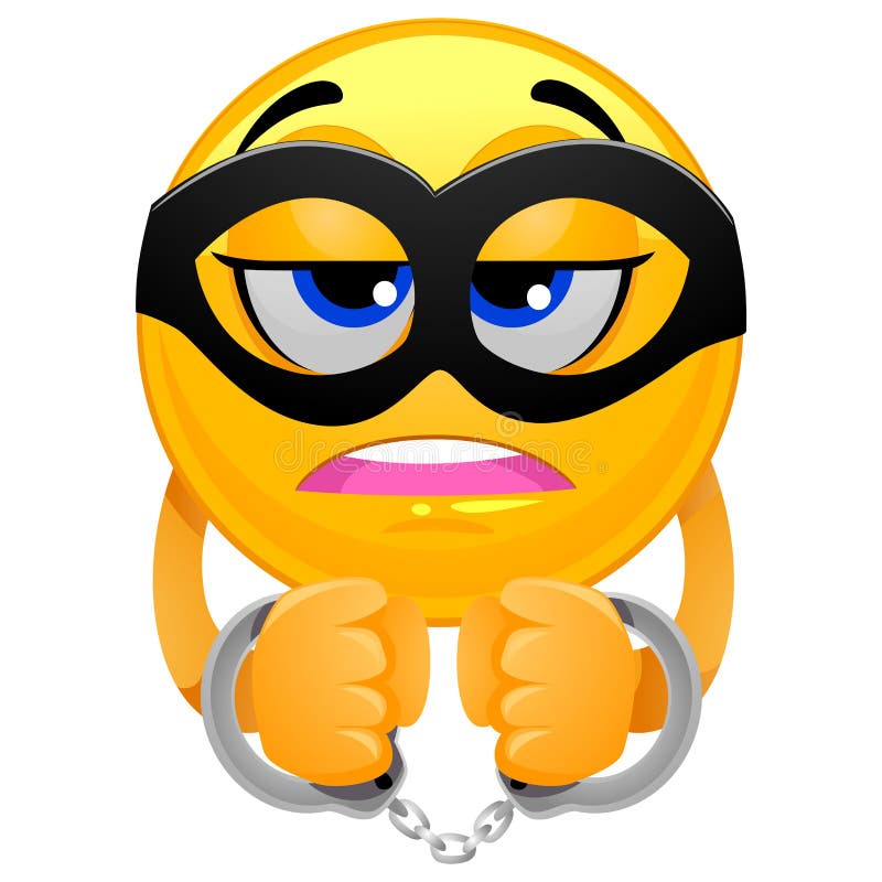 Smiley Emoticon Utilisant Un Masque Et Des Menottes Illustration de ...