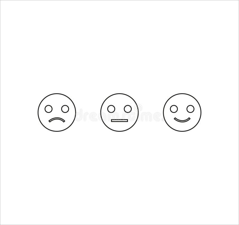 Smiley Emoticons Icon Positive, Neutral and Negative Isolated on a ...
