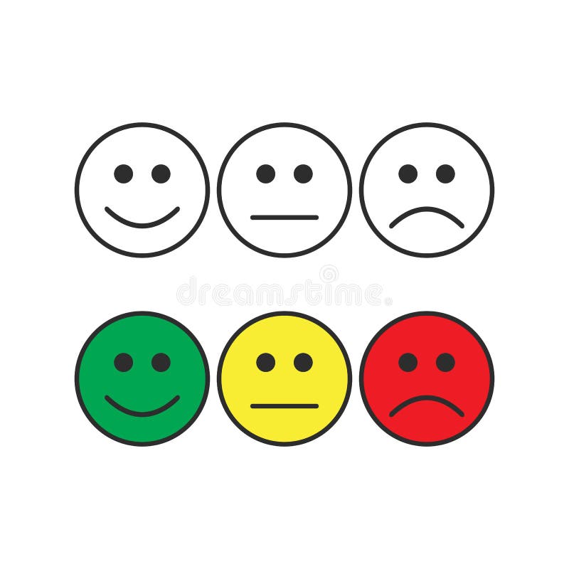 Smiley Emoticons, Positief, Neutraal En Negatief Vector Illustratie ...
