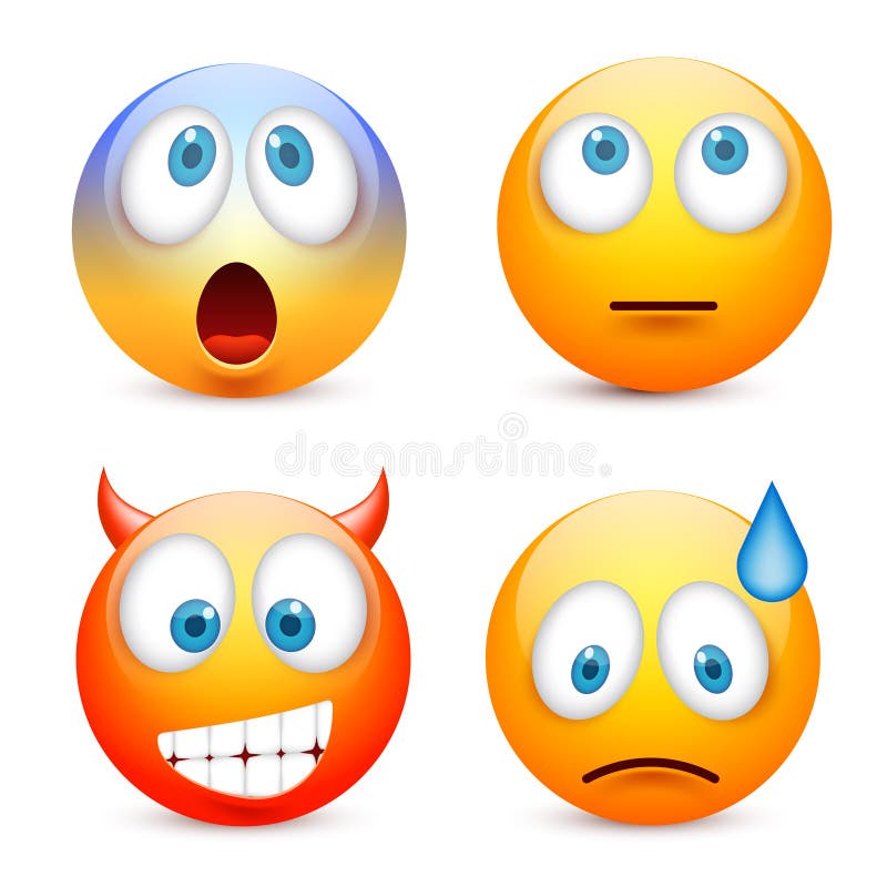 Smiley, Emoticonsatz E R R Lustig Vektor Abbildung - Illustration von ...