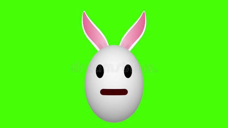 Smiley Expression Bunny Egg with Swinging Ears on Green Screen Stock ...