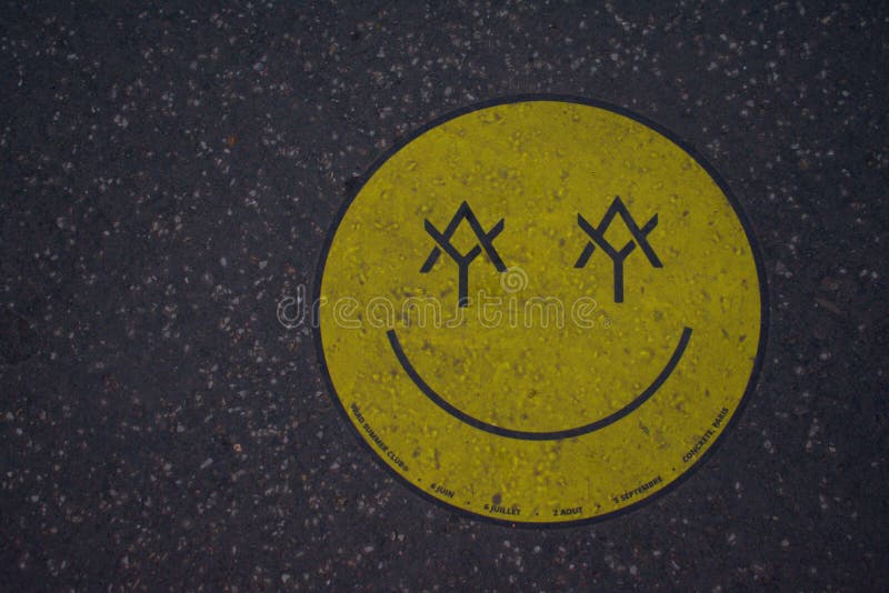 Smiley Face in the Asphalt in Paris France Stock Photo - Image of ...