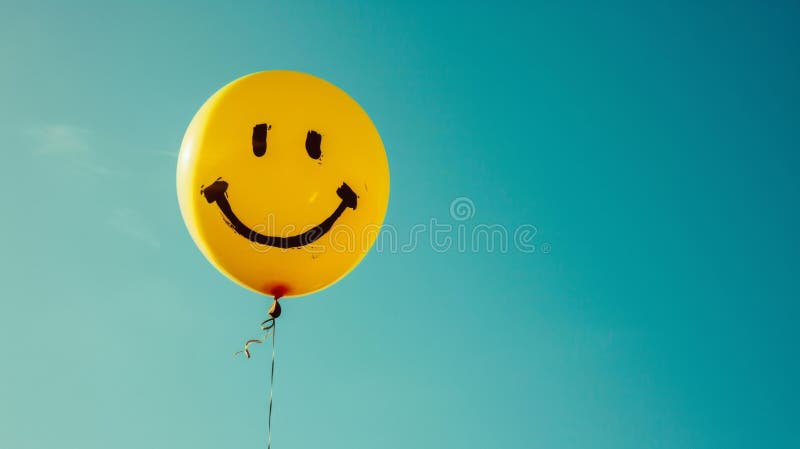 Smiley Face Balloon Floating in the Air Stock Image - Image of amusing ...