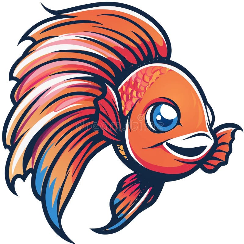 Smiley Face with Betta Fish Flaring Fins Stock Illustration ...