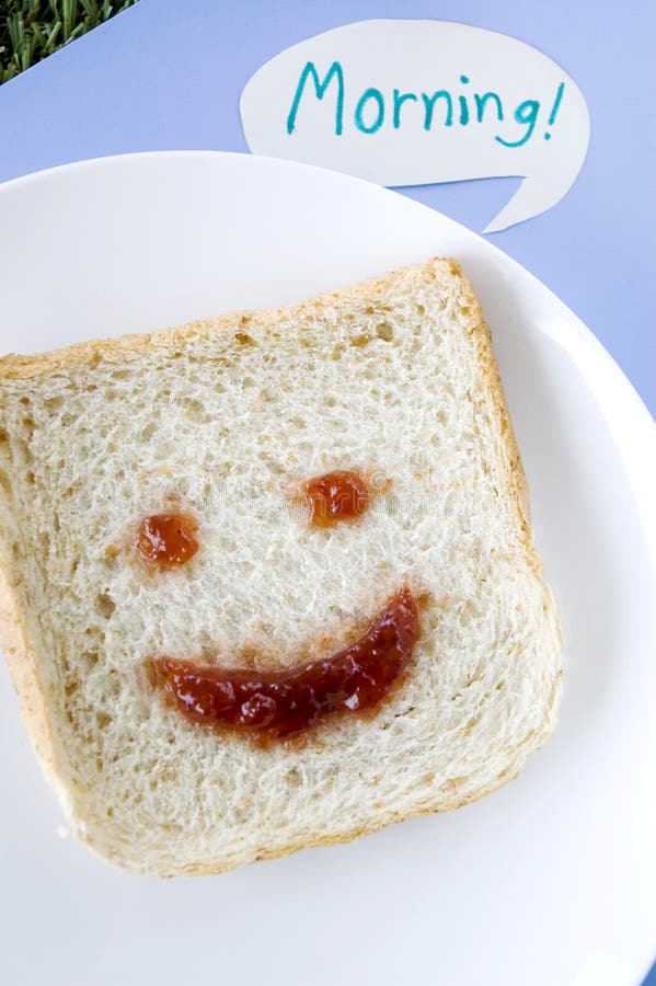 Smiley Face on Bread with Morning Note Stock Photo - Image of cute ...