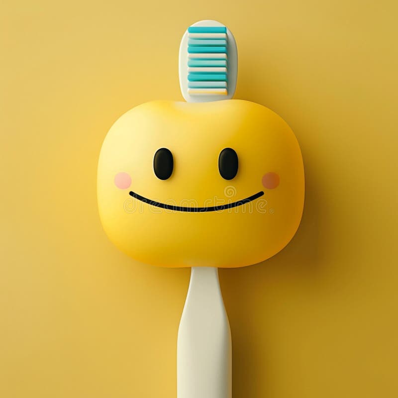 Smiley Face Brushing Teeth with Toothbrush Stock Illustration ...
