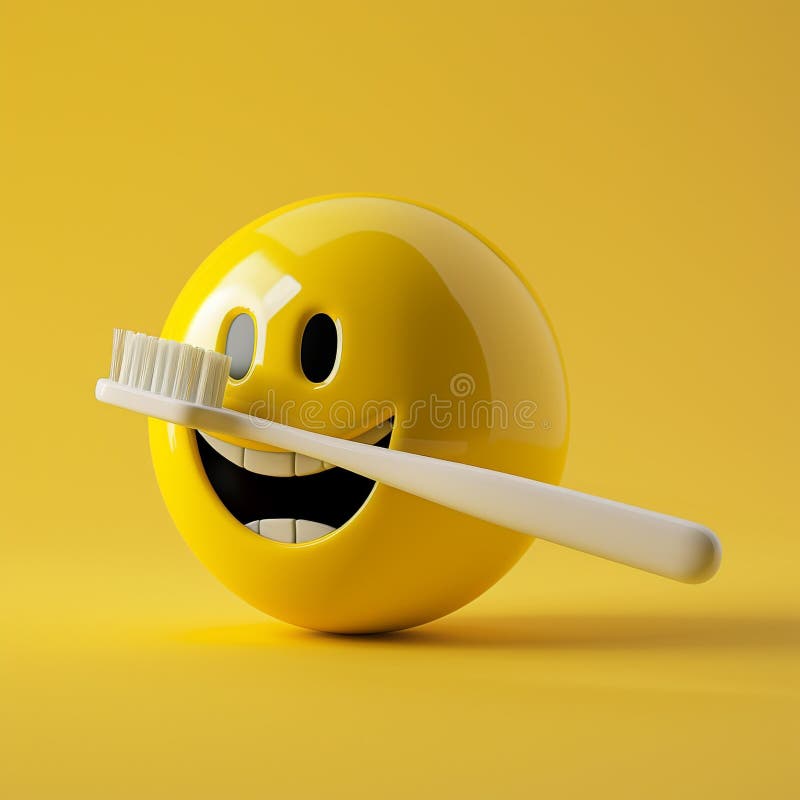 Smiley Face Brushing Teeth with Toothbrush Stock Illustration ...