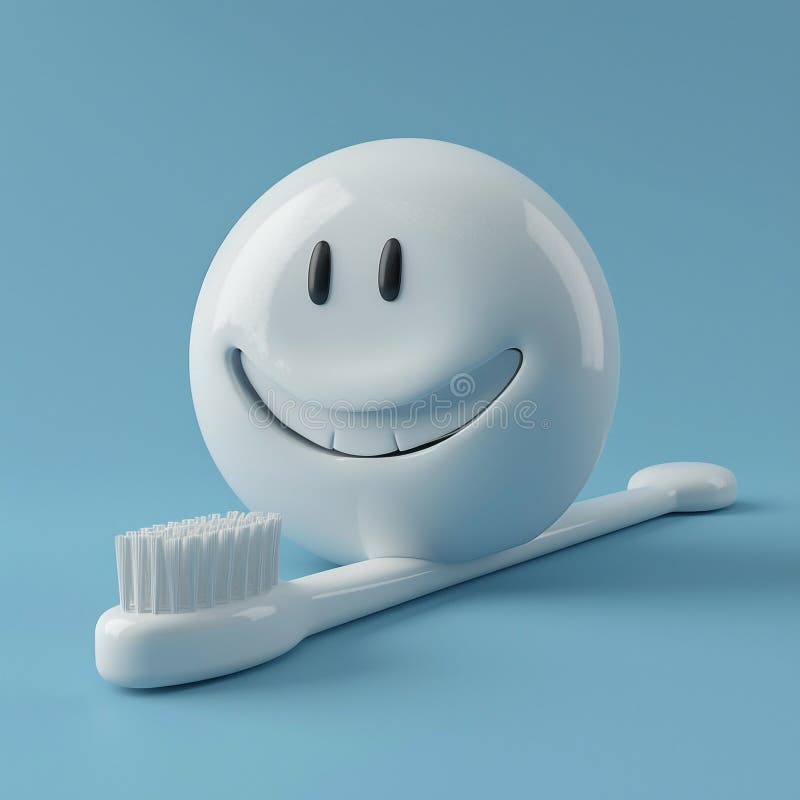 Smiley Face Brushing Teeth with Toothbrush Stock Illustration ...