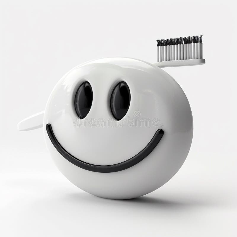 Smiley Face Brushing Teeth with Toothbrush Stock Illustration ...