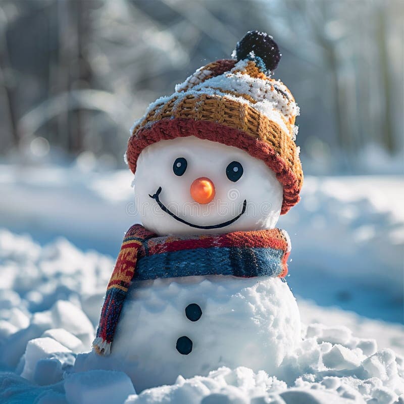 Smiley Face Building a Snowman in the Snow Stock Illustration ...