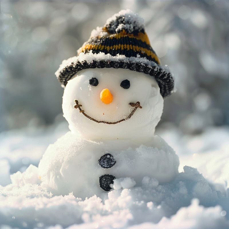 Smiley Face Building a Snowman in the Snow Stock Illustration ...