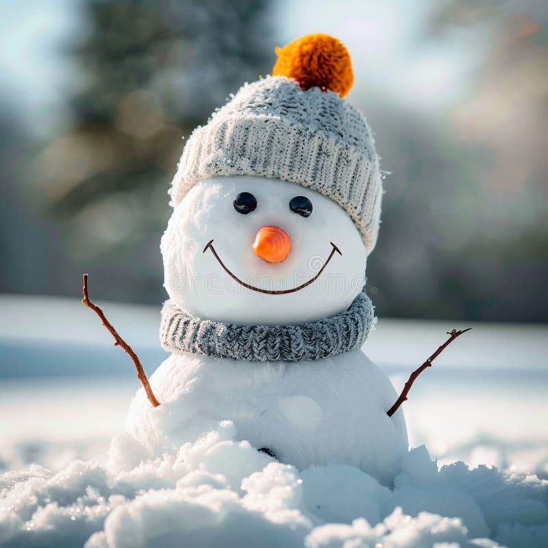 Smiley Face Building a Snowman in the Snow Stock Illustration ...